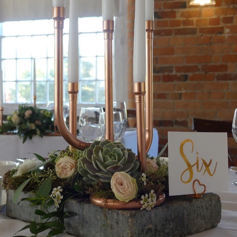 Copper Pipe candelabras (Container only) - Inspired Hire