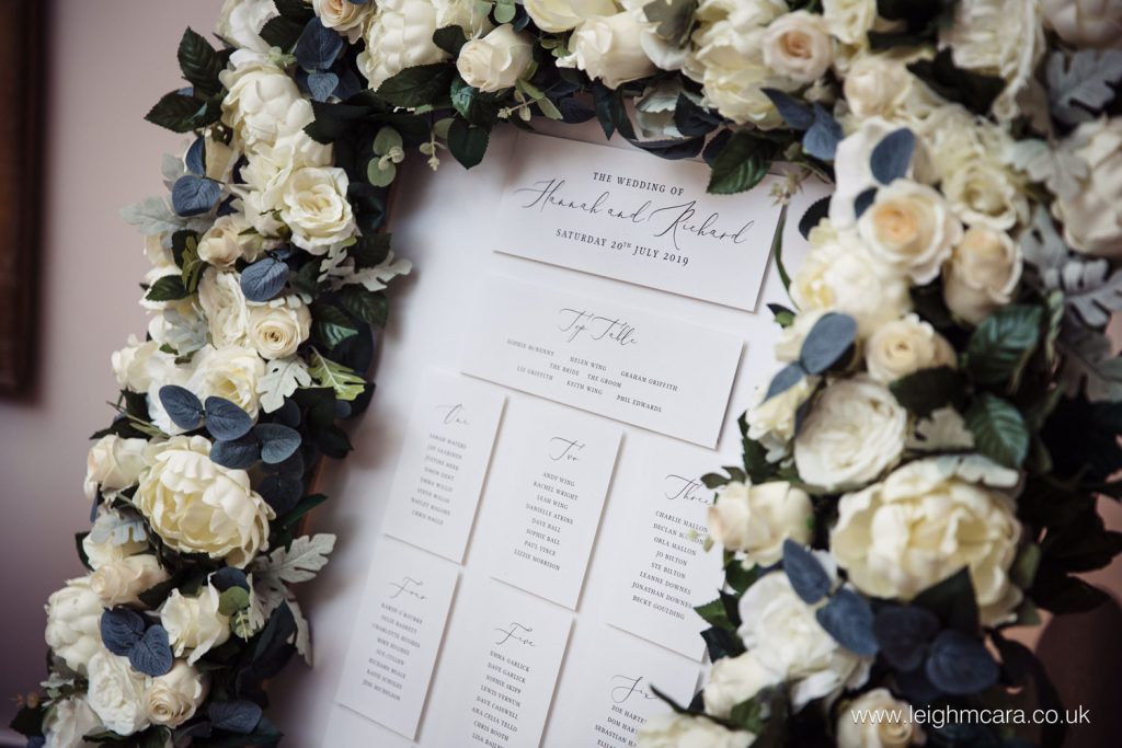 White floral table plan - Inspired Hire