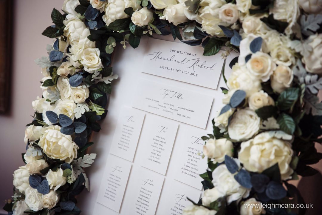 White floral table plan - Inspired Hire